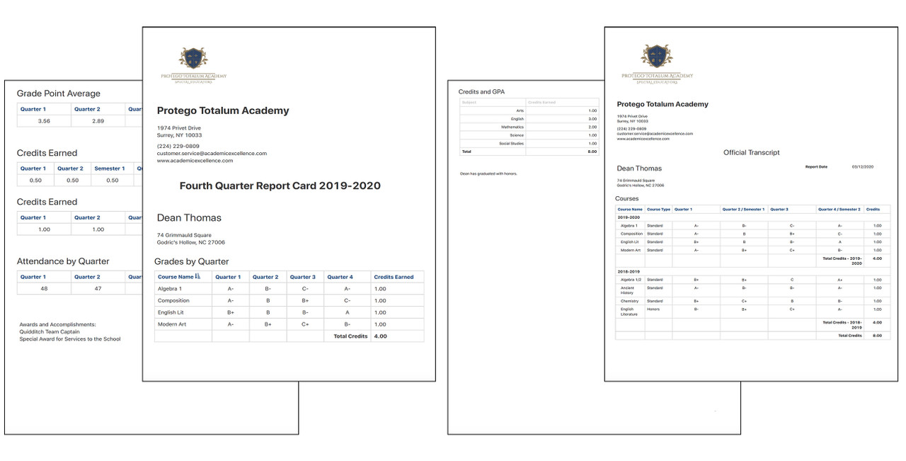 Grade Reporting System with Transcripts - Academic Excellence