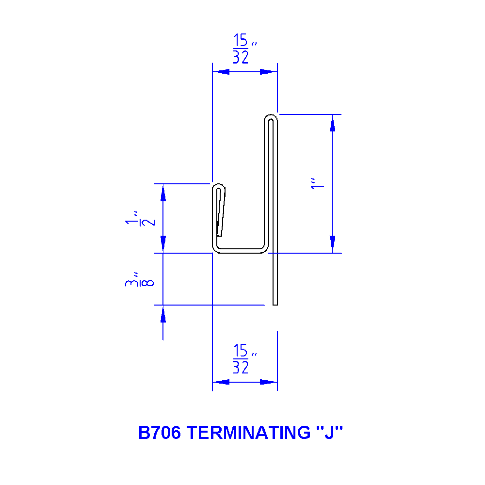 1/4" Panel Terminating "J" Mold Aluminum Trim x 10' LG - Metal Wall ...