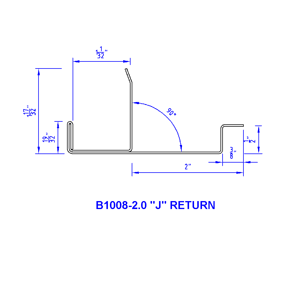 1” Panel 2” “J Return” Aluminum Trim Molding x 10’ LG - Panel Trims ...