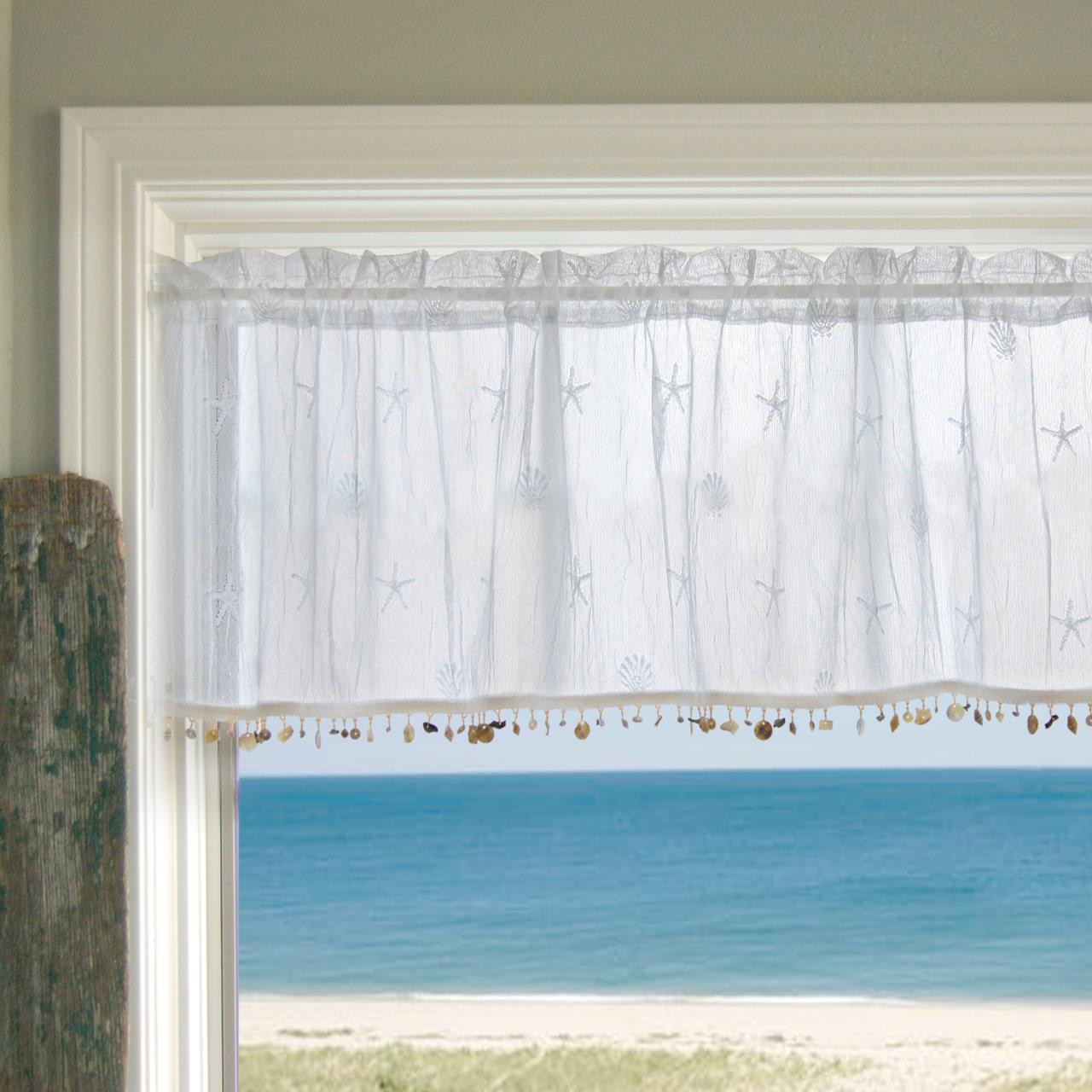 Sand Shell Lace Valance w/ Trim by Heritage Lace | Paul's Home Fashions