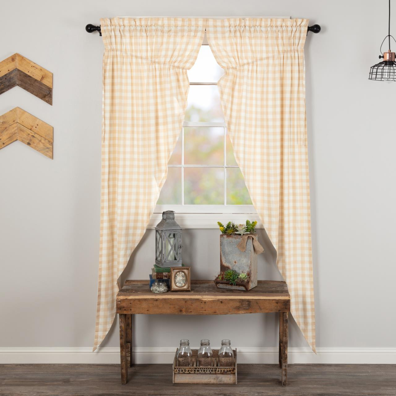 Annie Buffalo Tan Check Prairie Long Curtains by VHC Brands | Paul's ...