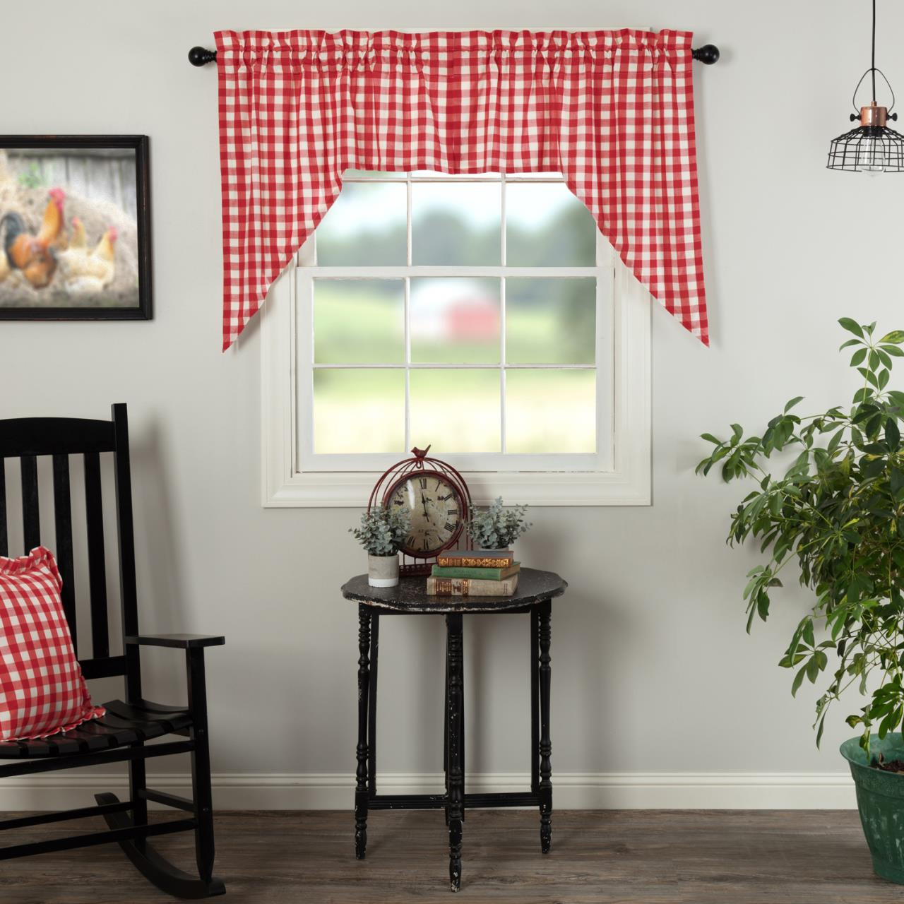 Annie Buffalo Red Check Swag Set by VHC Brands | Paul's Home Fashions