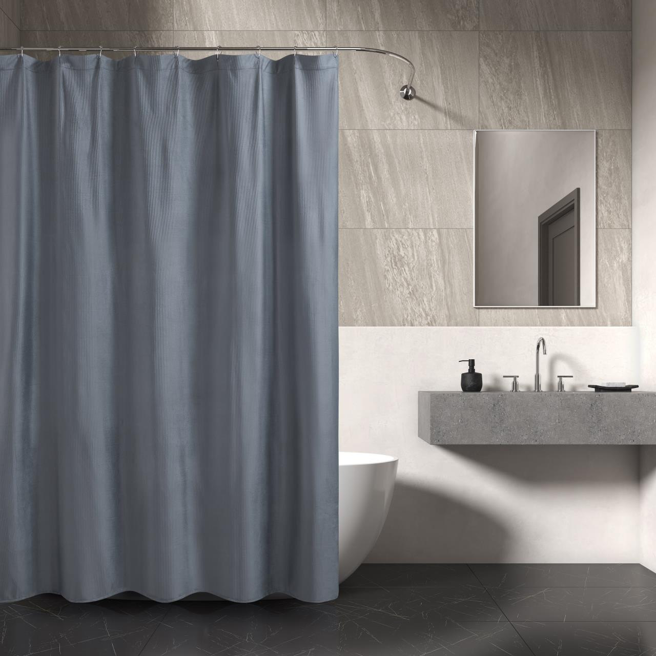 Valencia Steel Blue Shower Curtain by Oscar & Oliver | Paul's Home Fashions