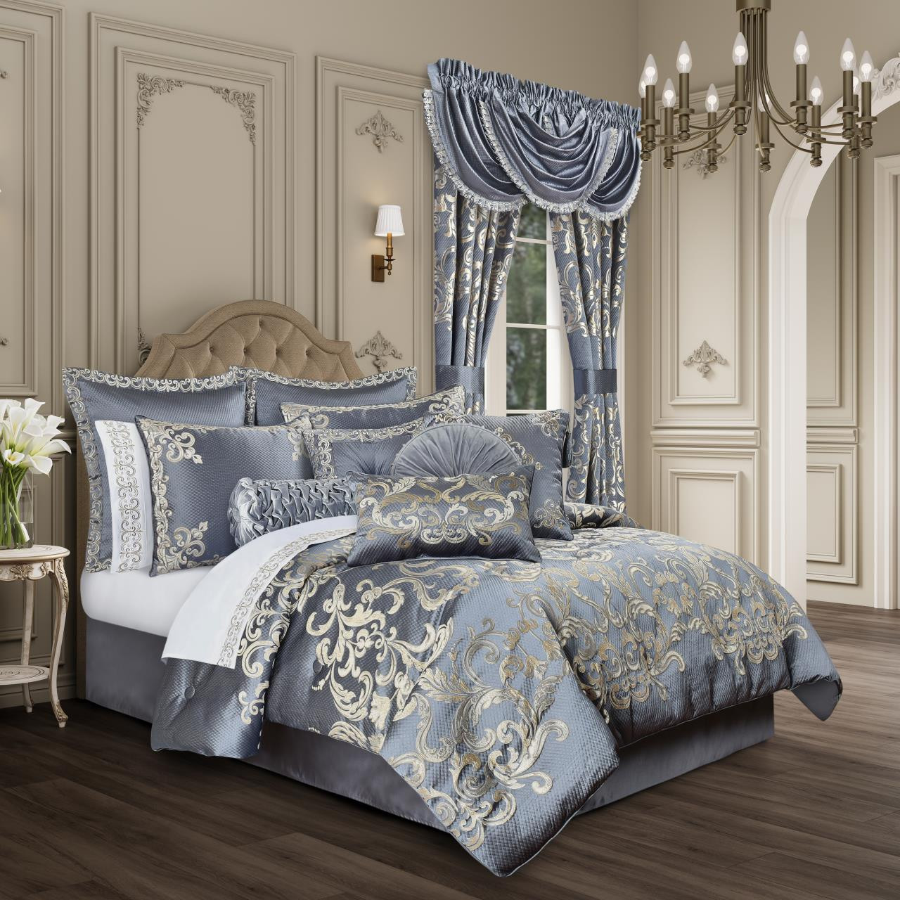 Dicaprio Powder Blue Comforter Set by J Queen New York Paul s Home Fashions