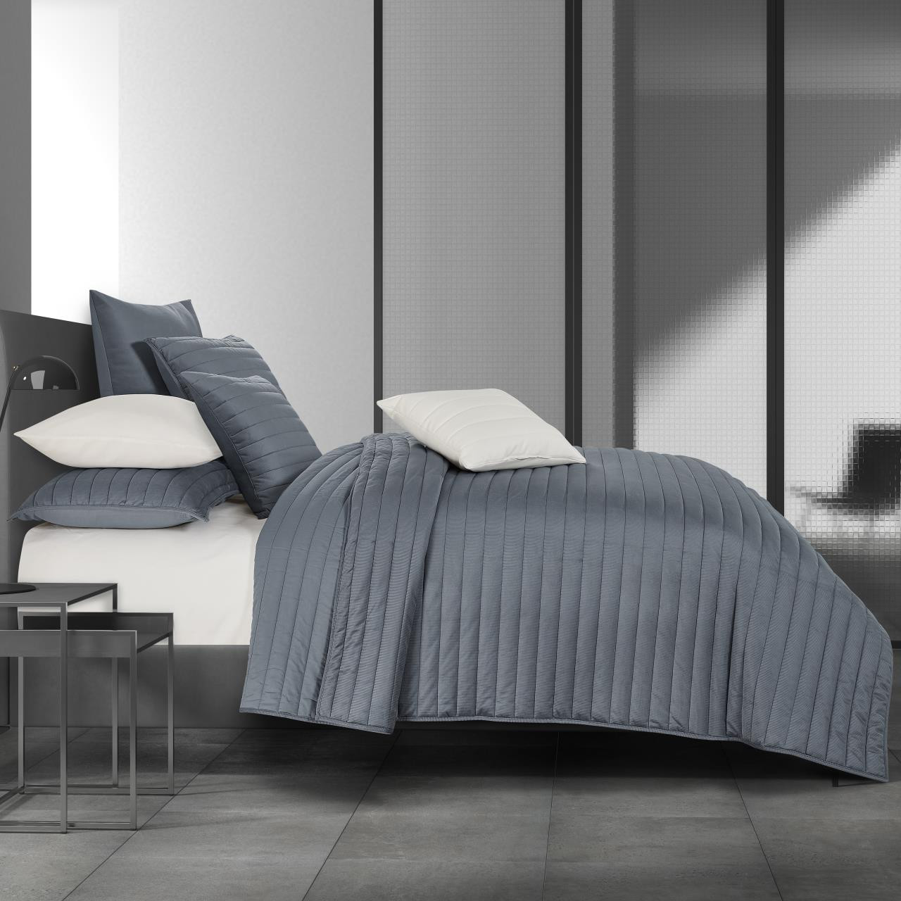 Valencia Steel Blue Quilt Set by Oscar & Oliver | Paul's Home Fashions