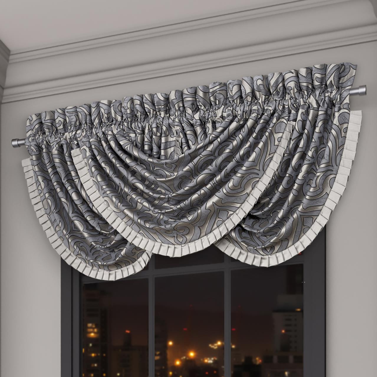 Bolero Pewter Window Waterfall Valance by J Queen New York | Paul's ...
