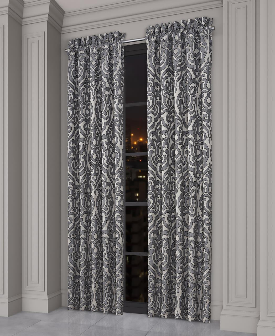 Bolero Pewter Curtain Pair by J Queen New York | Paul's Home Fashions