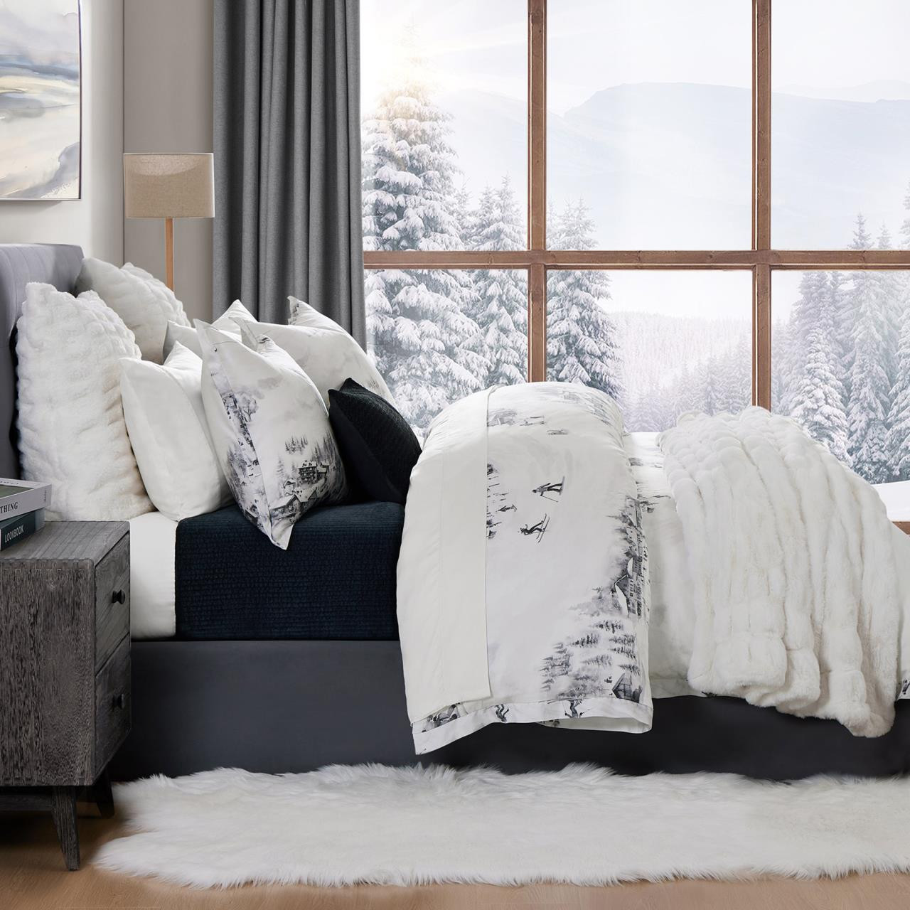 Ski Toile Lyocell Grey Bedding Collection by HiEnd Accents | Paul's ...