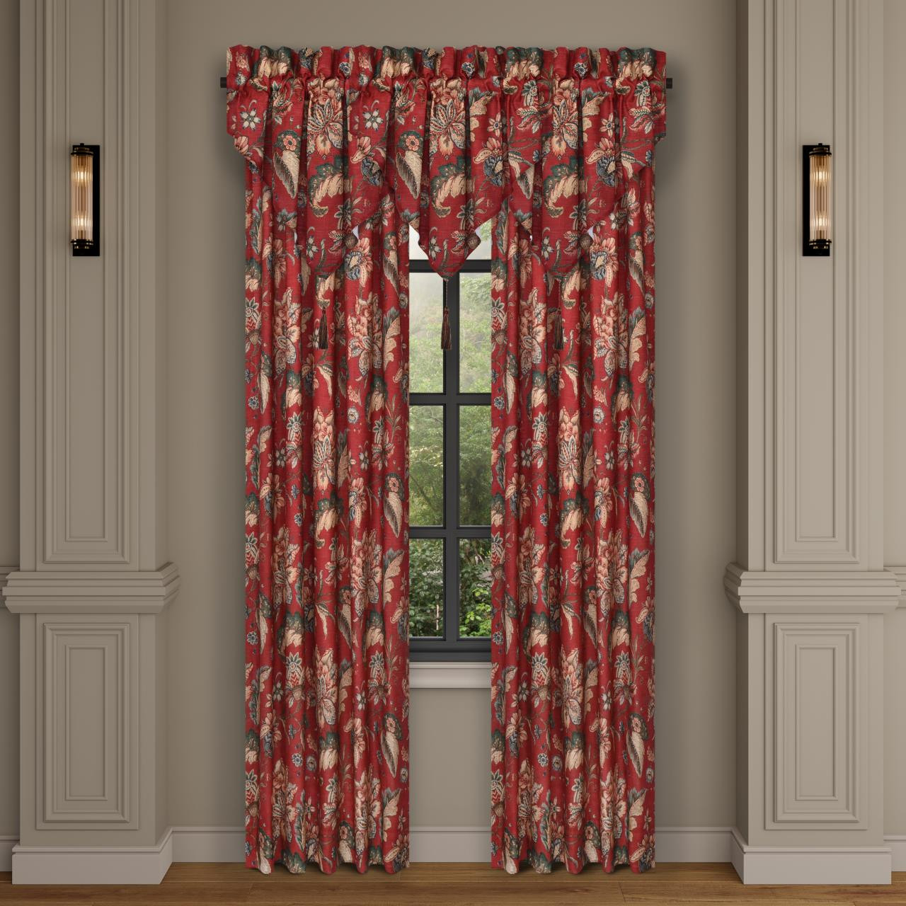 Enchanted Garden Red Ascot Valance by J Queen New York | Paul's Home ...