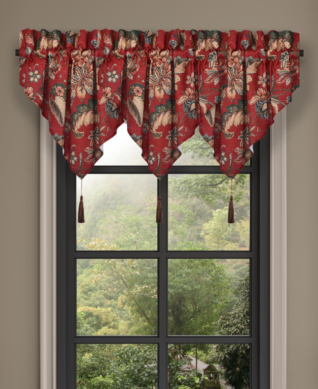 Enchanted Garden Red Ascot Valance by J Queen New York | Paul's Home ...