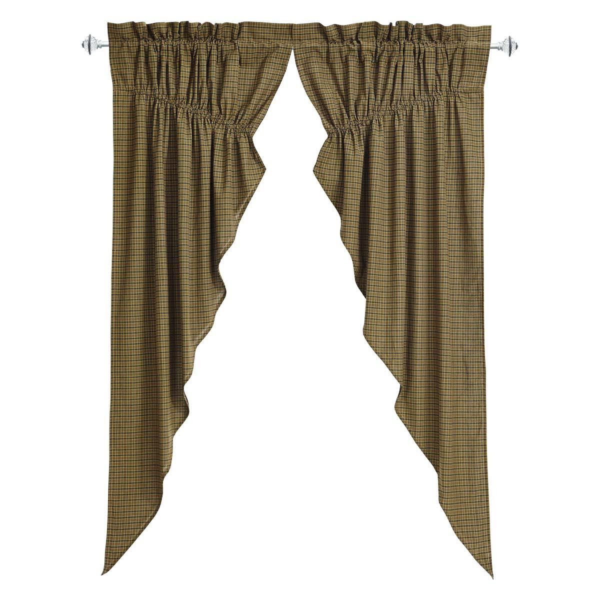 VHC Brands Tea Cabin Green Plaid Prairie Curtain Set by Oak & Asher ...