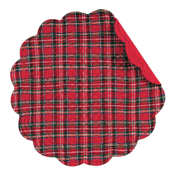 C & F Red Plaid Round Placemat - Paul's Home Fashions