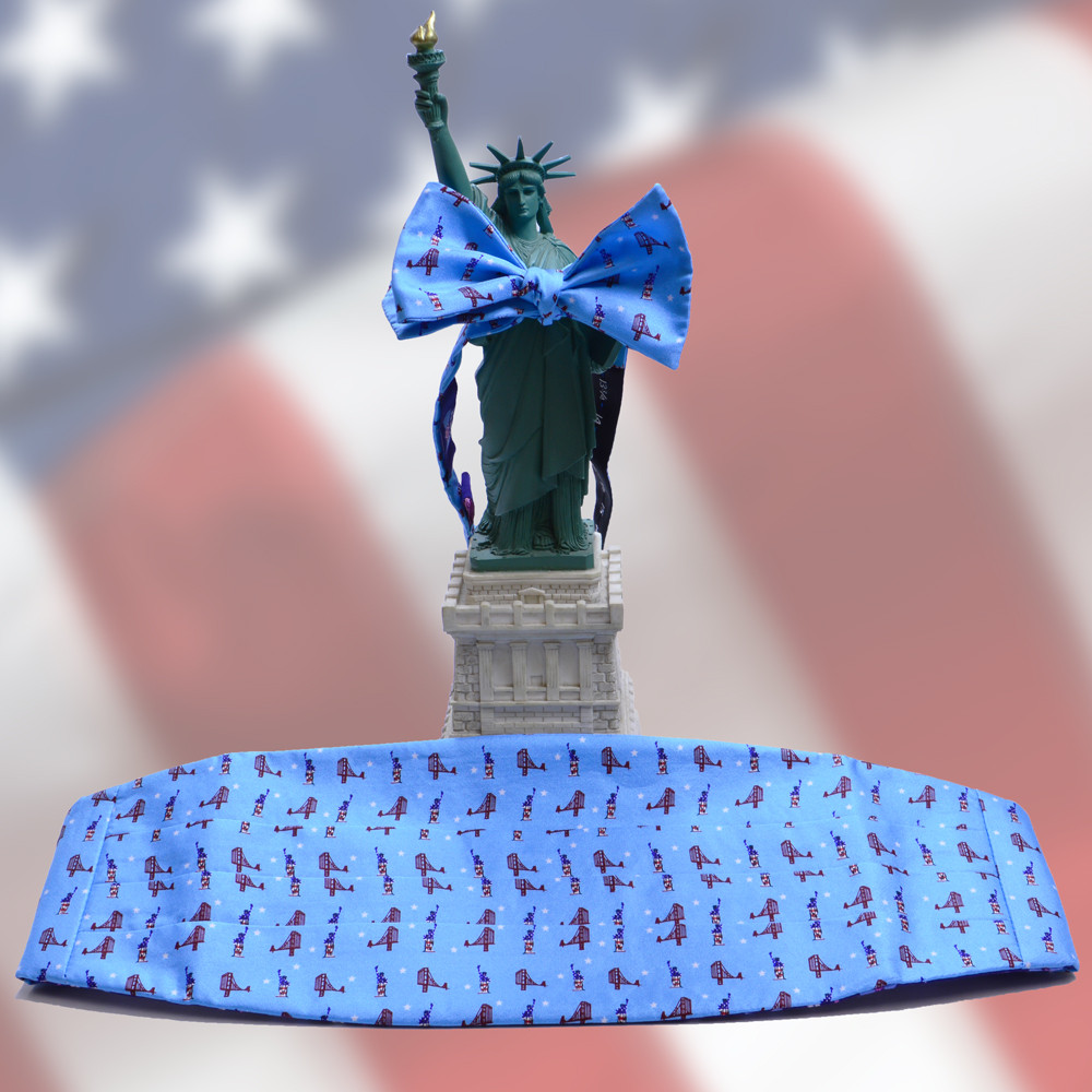 Sea to Shining Sea Cummerbund & Bow Tie Set - Light Blue - Stallings Wear