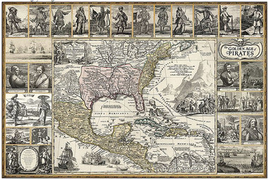 THE GOLDEN AGE OF PIRATES: Historic Art Map Poster