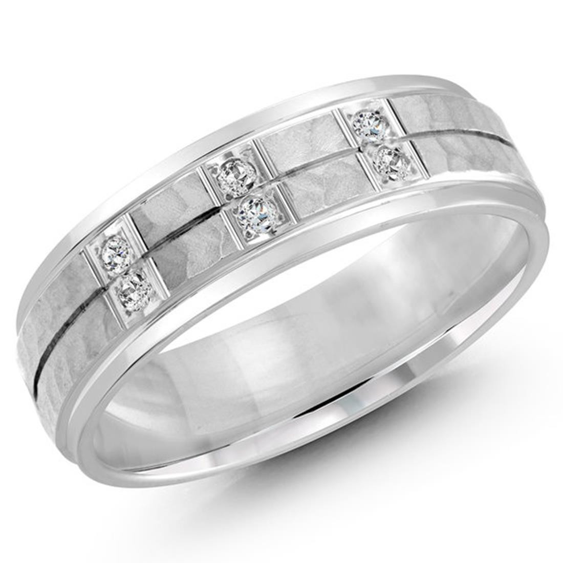 Mens 7 MM Gold horizontal grooved center Band with vertical groove ...