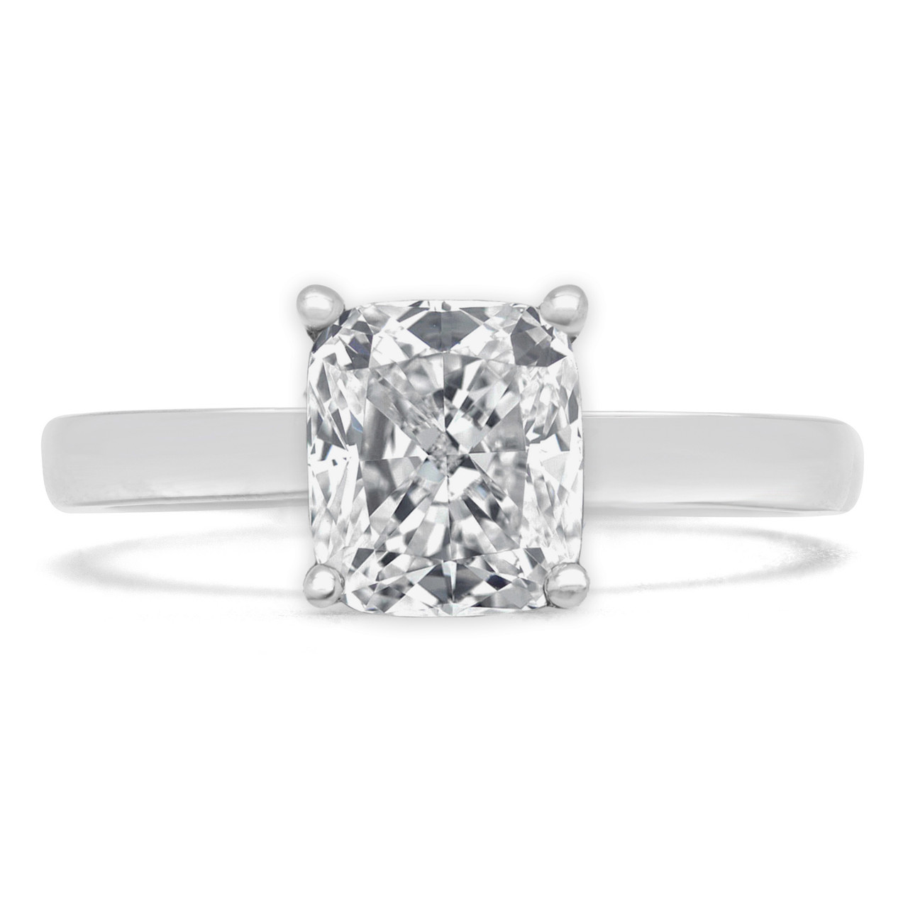 Cushion Diamond Solitaire Engagement Ring in White Gold - #LENA-CUSHION-W - Bijoux Majesty