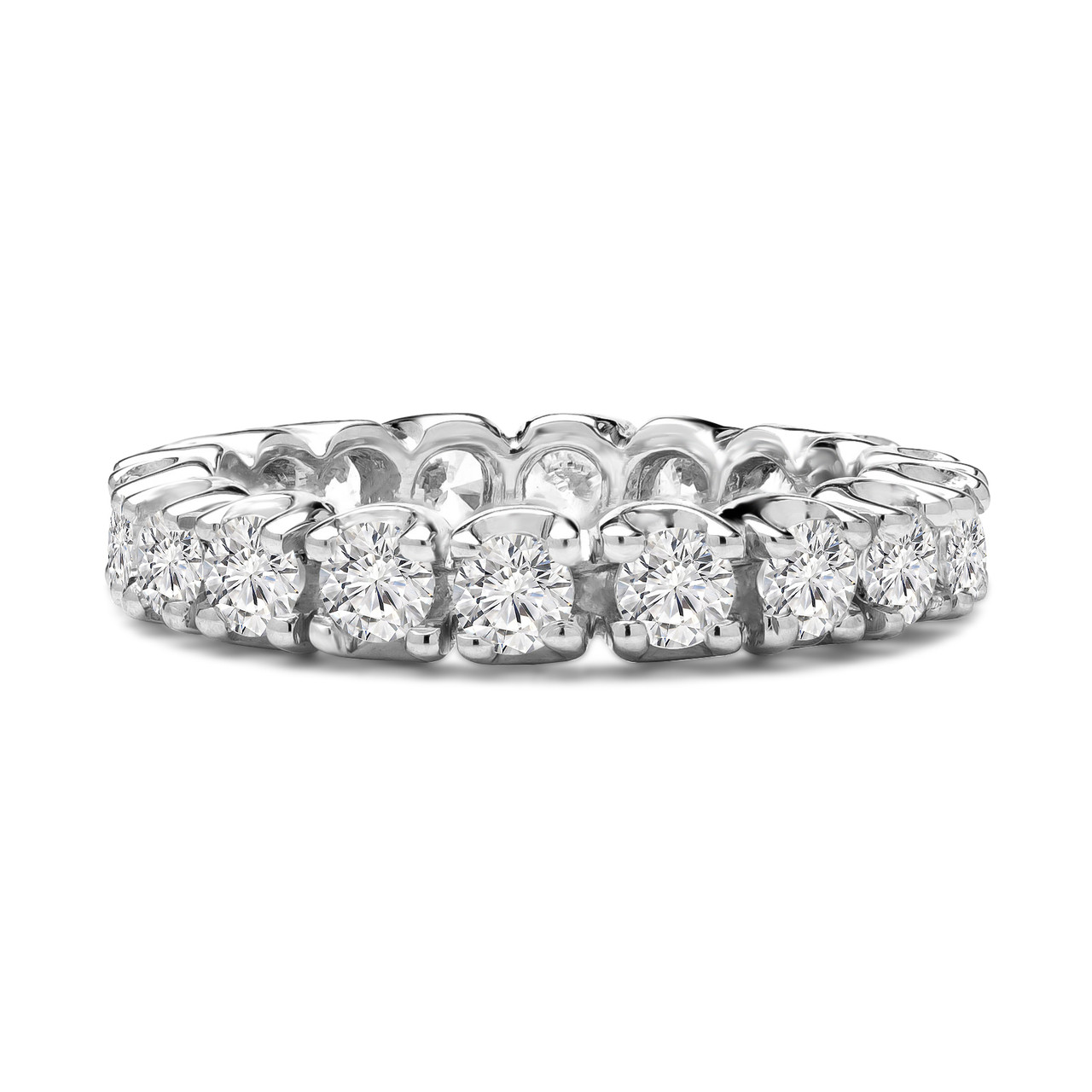 Round Cut Diamond Multi-Stone Full-Eternity 4-Prong Wedding Band Ring ...