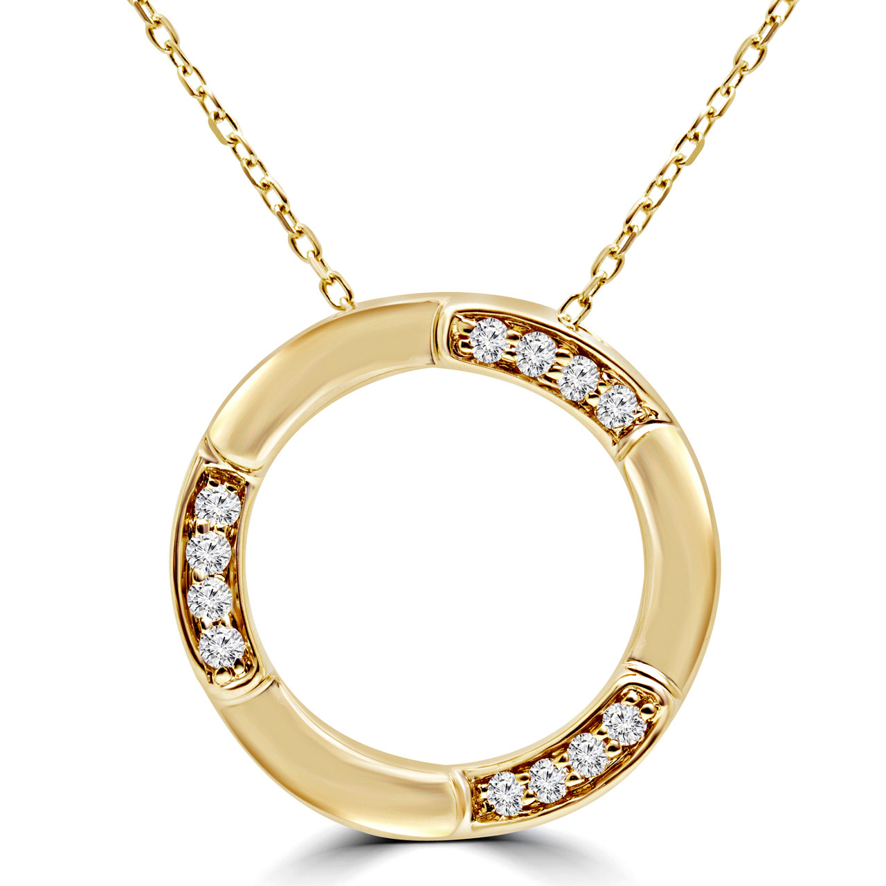 Round Cut Diamond Pendant Necklace 14K Yellow Gold With Chain - # ...