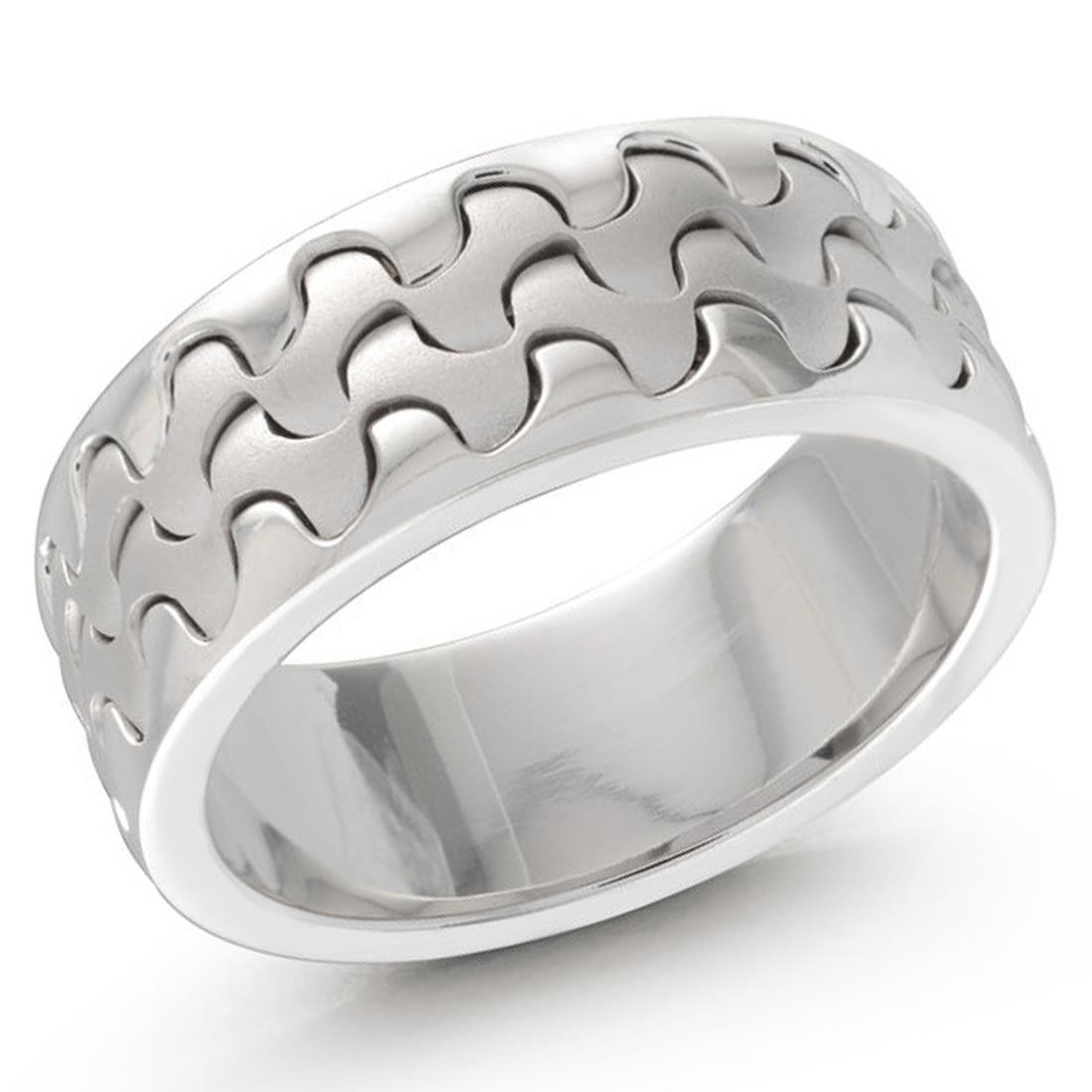 Mens 9 MM interlock center band in White Gold (MDVB0042) - #FJM-075W ...