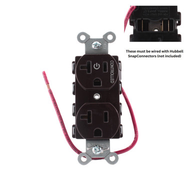 🏠 Hubbell Brown SnapConnect Receptacle 1/2 "CONTROLLED" 20A Outlet ...