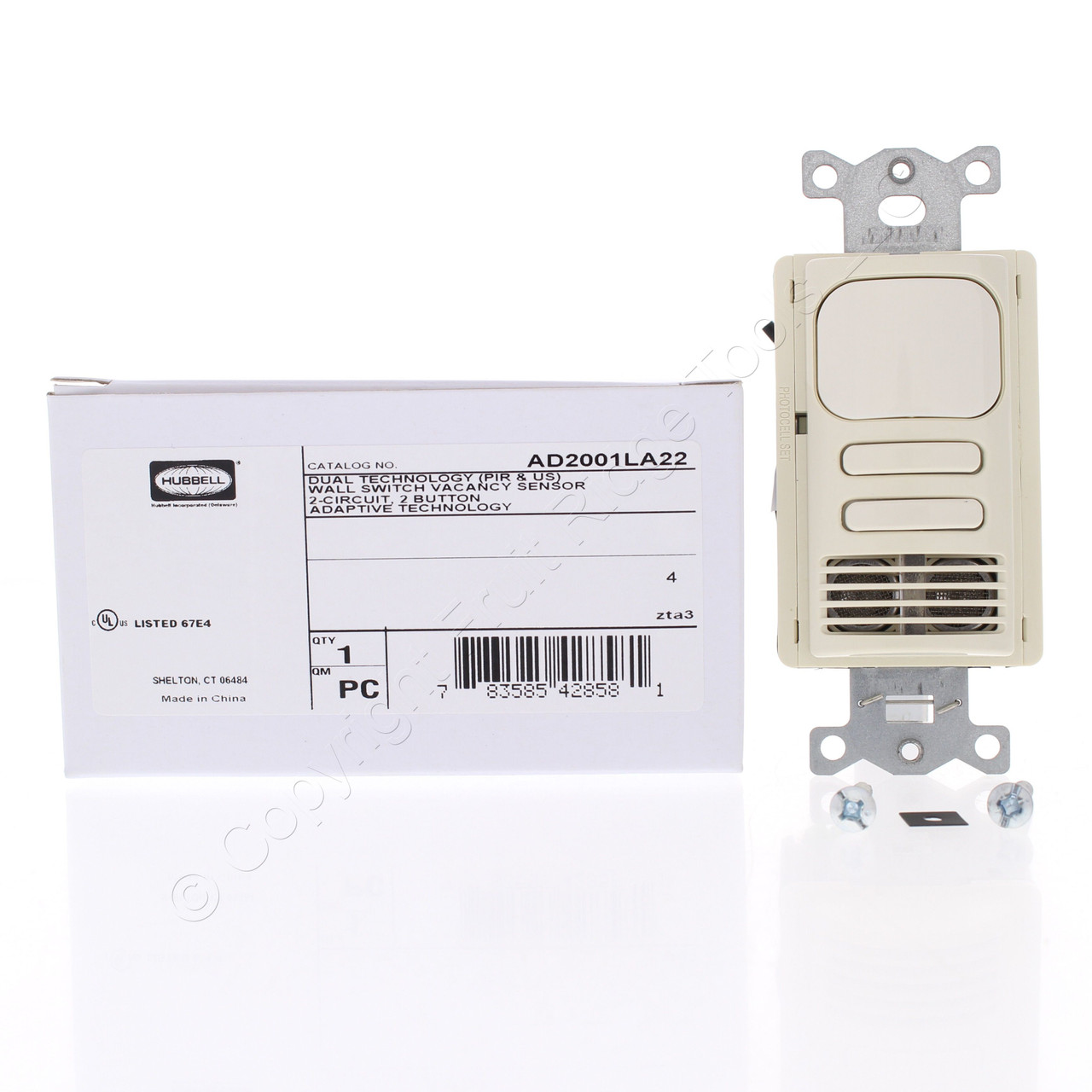 🏠 Hubbell Lt Almond Vacancy Sensor Switch Adaptive PIR/US 2 Circuit ...