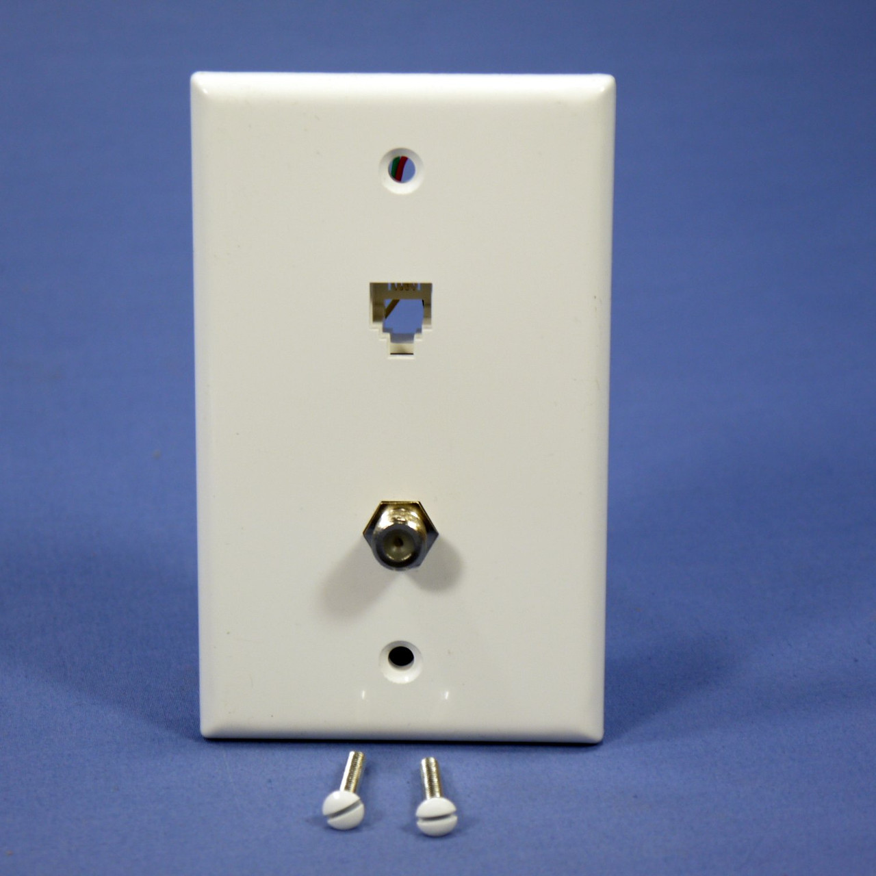 🏠 Leviton White Phone Cable CATV Video Jack Wall Plate Telephone Coax ...