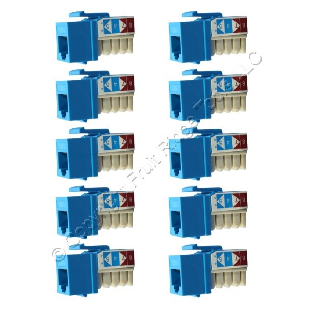 🏠 10 Cooper Blue Cat 6 Snap-In Modular Data Jacks 110 Style 8-Position ...