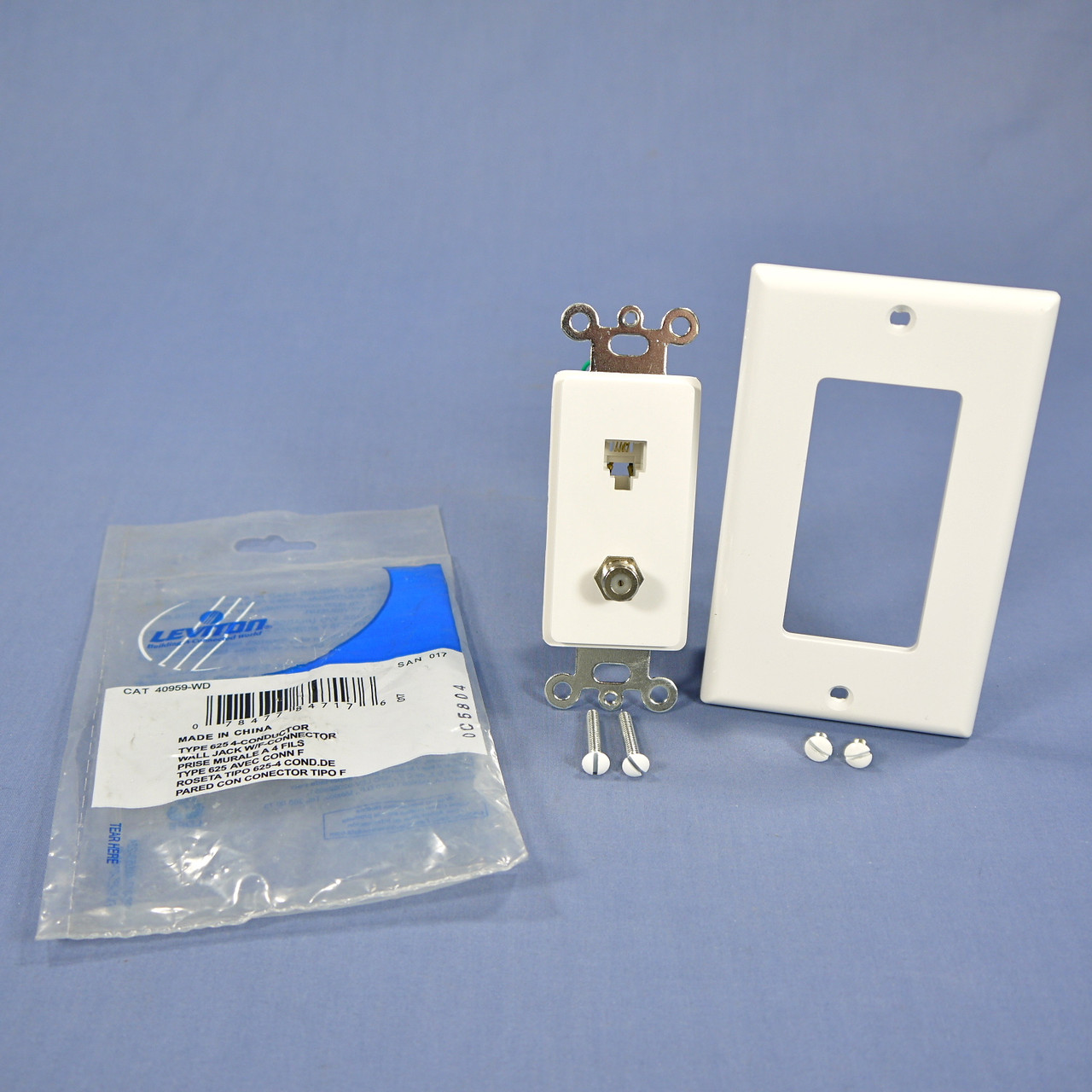 🏠 Leviton White Decora Phone Video Jack Wallplate 40959-WD - In Stock ...