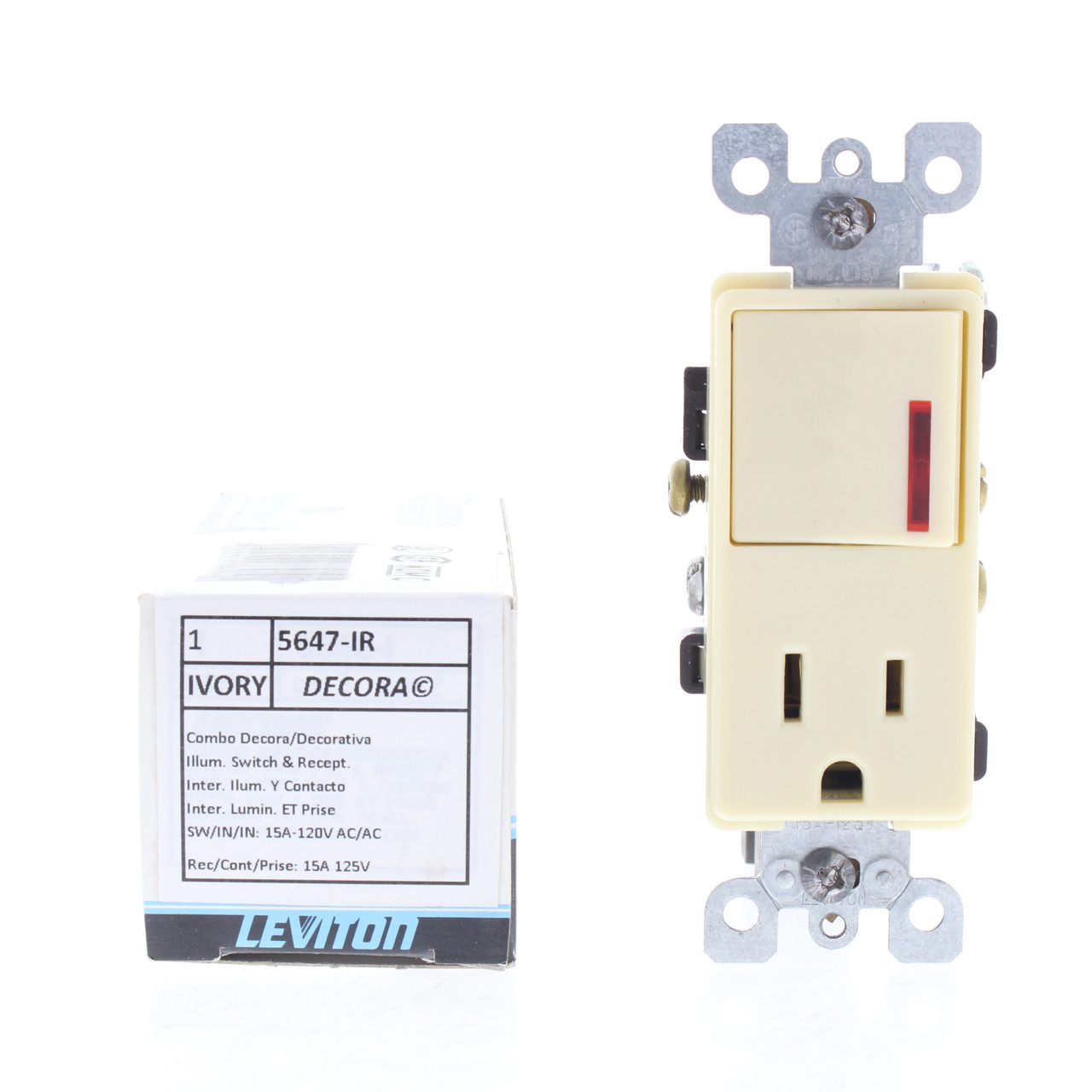 🏠 Leviton Ivory Decora LIGHTED Rocker Wall Switch & Outlet 15A Red ...