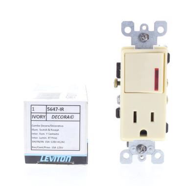 🏠 Leviton Ivory Decora LIGHTED Rocker Wall Switch & Outlet 15A Red ...