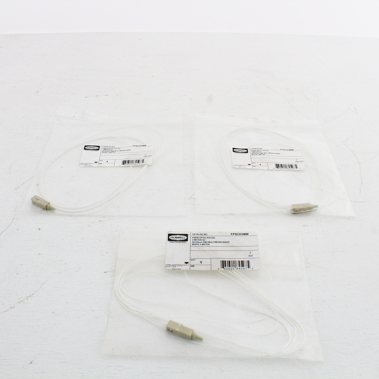🏠 3 Hubbell Fiber Optic 1-Cable Pigtails Riser Multimode 900um SC OM2 ...
