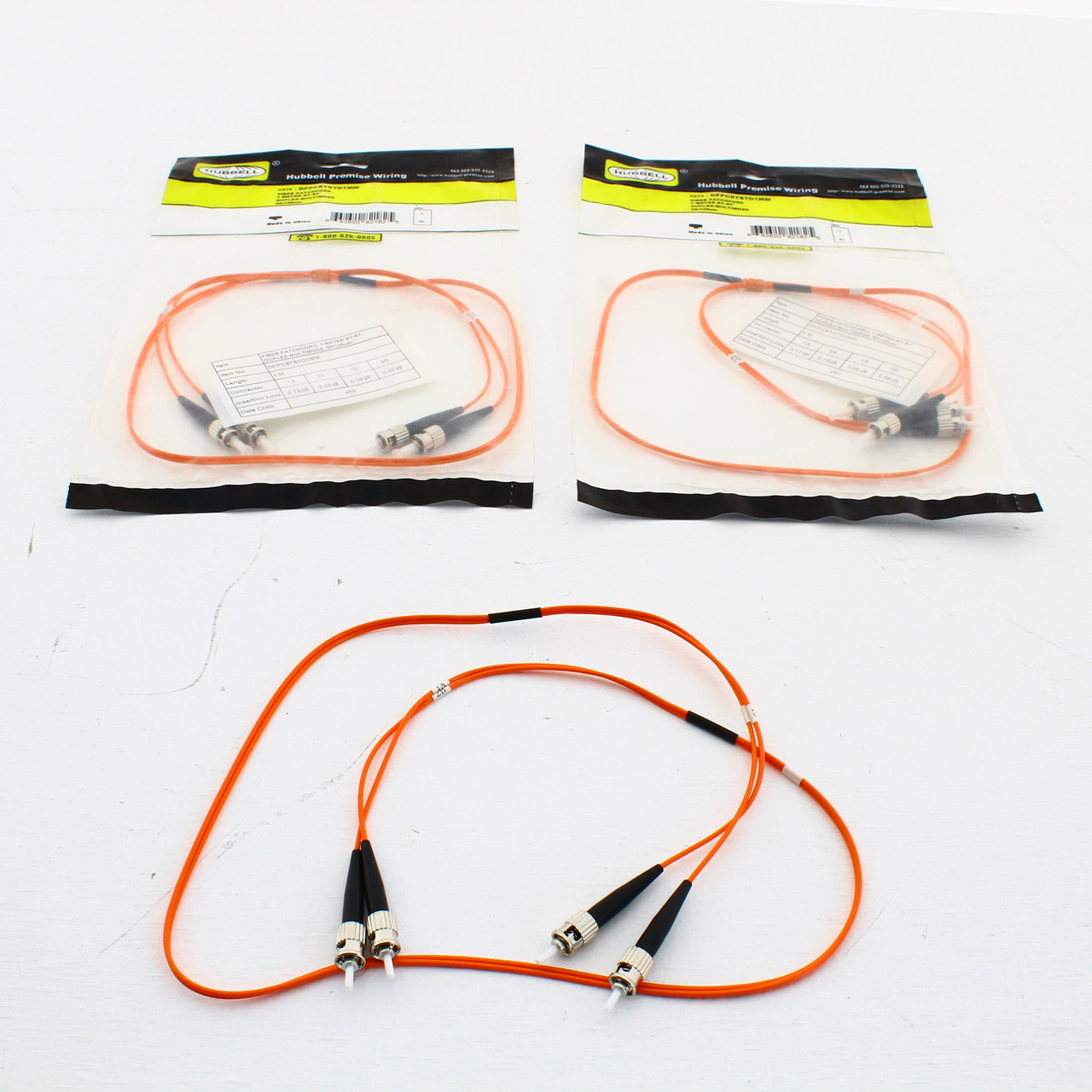 🏠 3 Hubbell Fiber Optic Patch Cords Plenum OM2 Cable Dupl MM ST-ST 1m ...