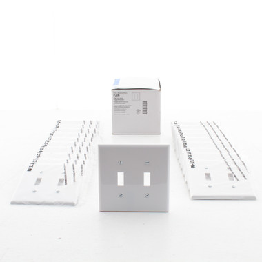 🏠 20 Eaton White 2-Gang Mid-Size UNBREAKABLE Toggle Switch Cover ...