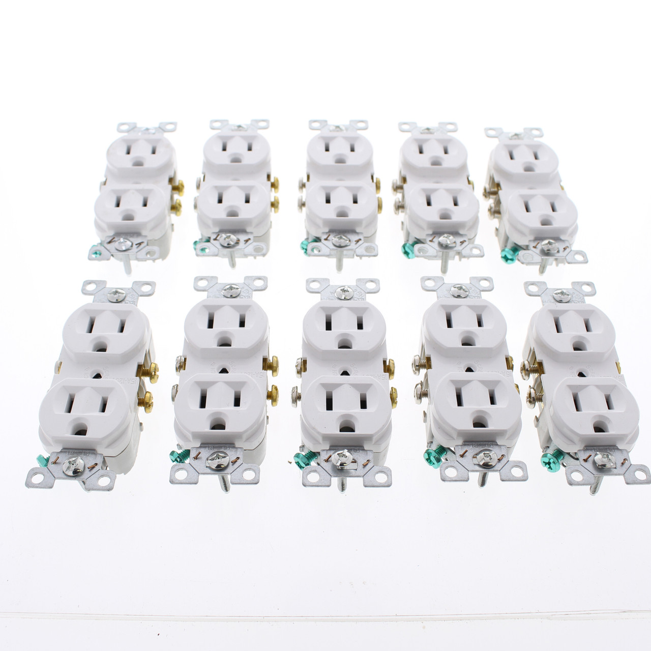 🏠 10 Eaton White COMMERCIAL Grade Outlet Receptacles NEMA 5-15R 15A ...