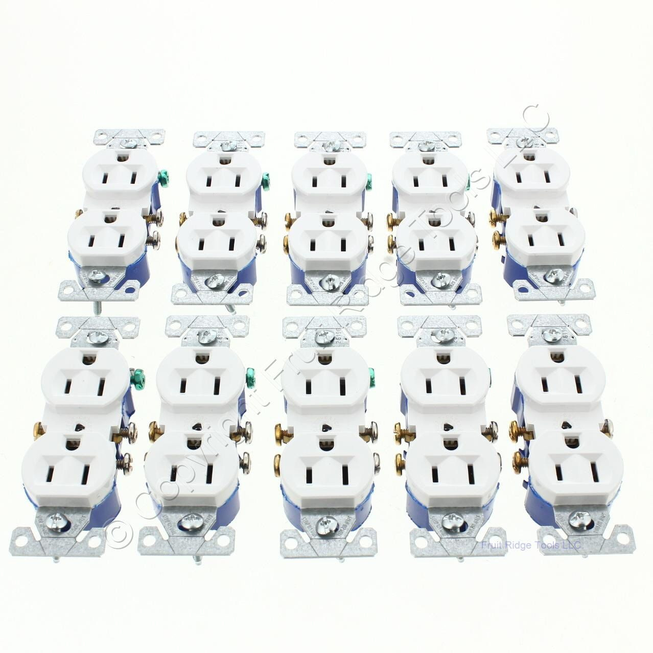 🏠 10 Eaton White Residential Duplex Outlet Receptacles NEMA 5-15R 15A ...