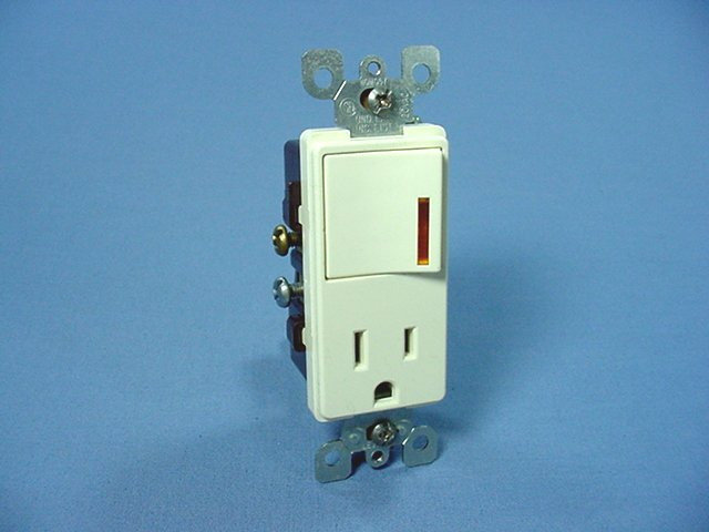 🏠 Leviton Almond Decora LIGHTED Rocker Wall Switch & Receptacle Outlet ...