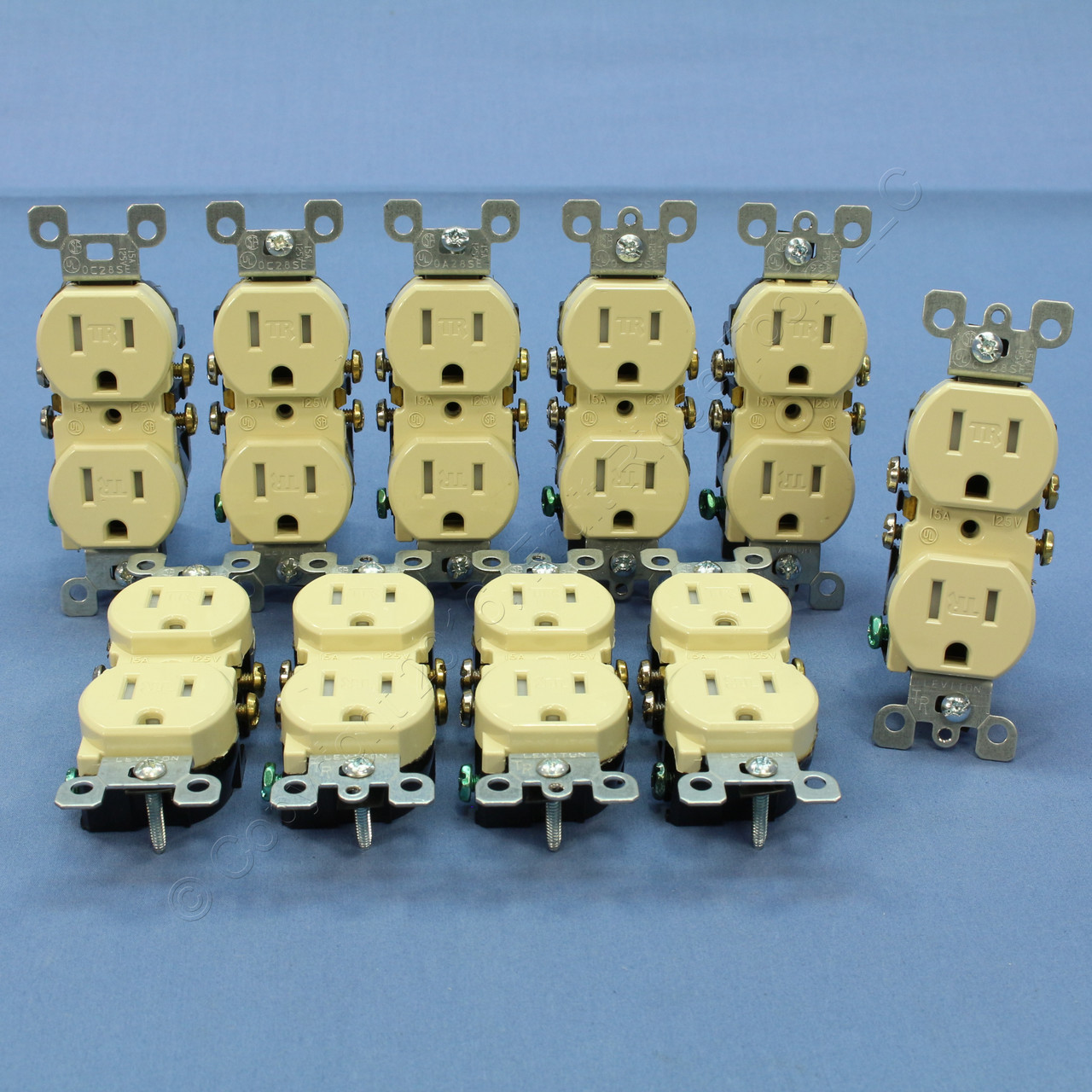 🏠 10 Leviton Ivory TAMPER RESISTANT Duplex Receptacle Outlets NEMA 5-15 ...