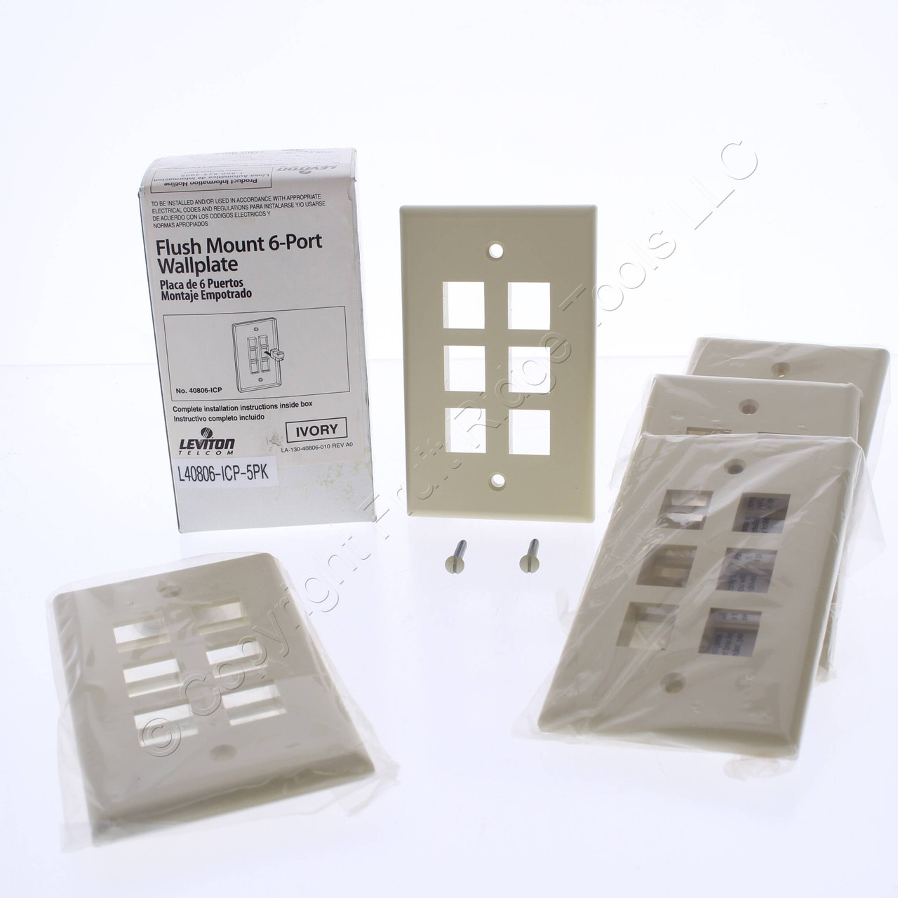 🏠 5 Leviton Quickport 6 Pt Wallplates 40806-ICP - In Stock - Fruit ...