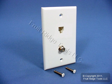 🏠 Leviton White Phone Video Cable CATV Jack Wall Plate C2450-W - In ...