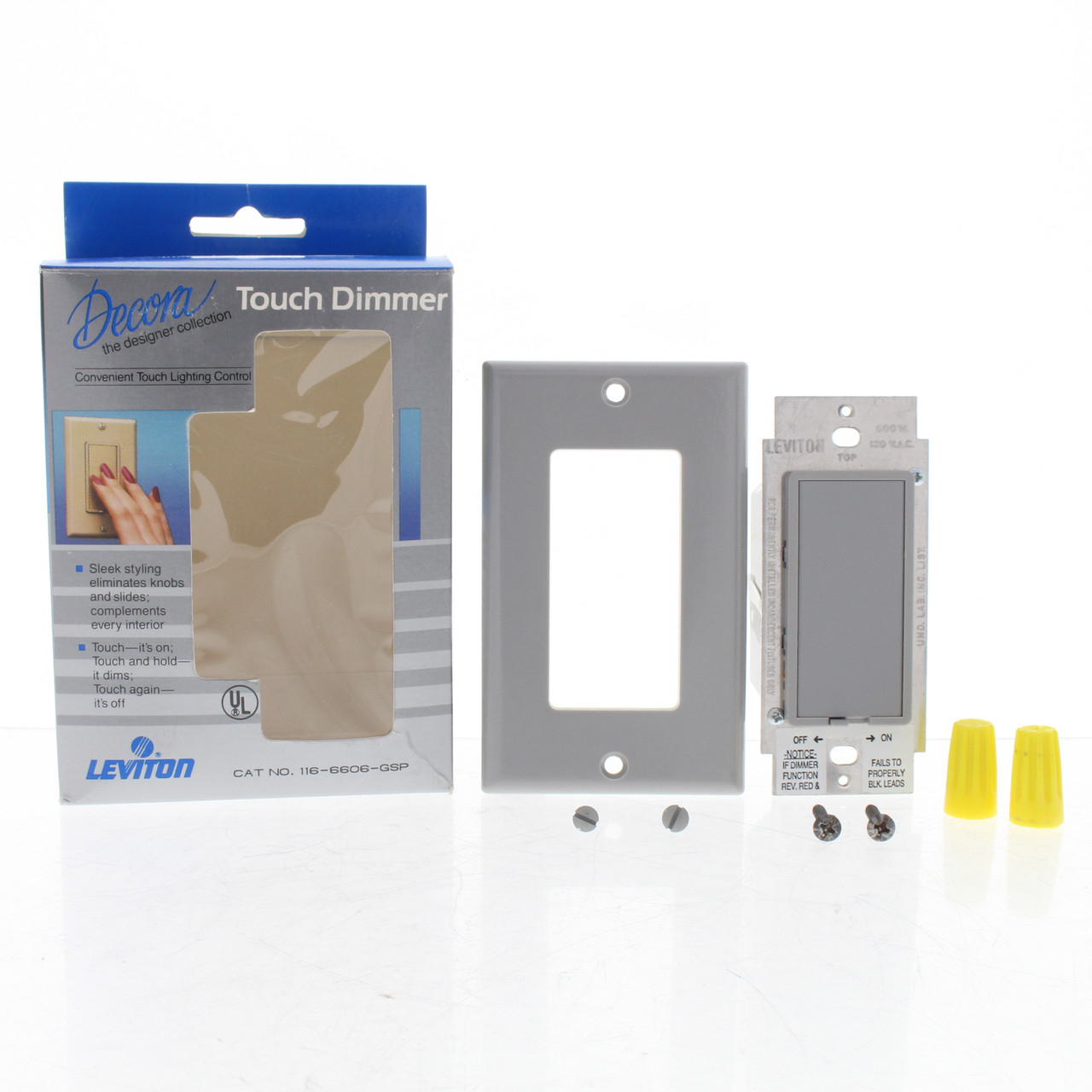 🏠 Leviton Decora Gray Touch Pad Light Dimmer 1-Pole Switch Preset 600W ...