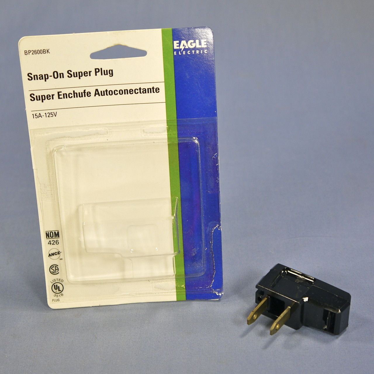 🏠 Eagle Black "Super Plug" Right Angle Side Mount 15A 125V Non ...