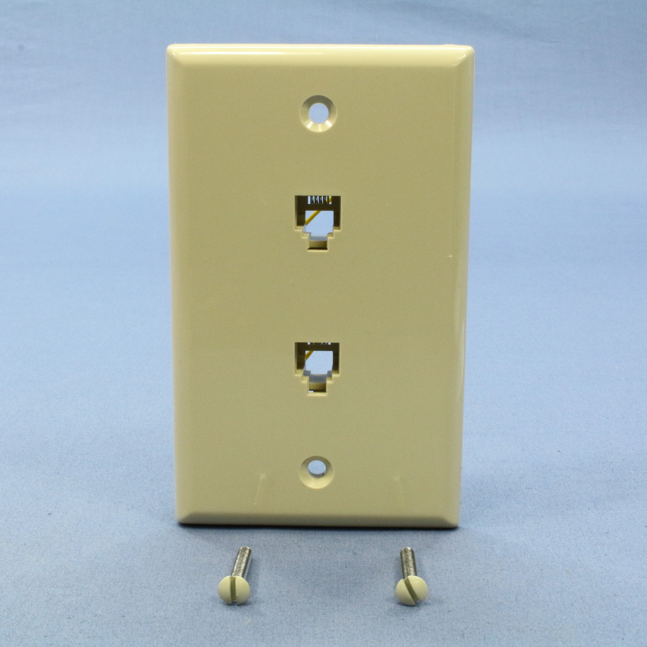 🏠 Leviton Ivory 2-Line Phone Jack Flush Mount 6-Position Wallplate ...