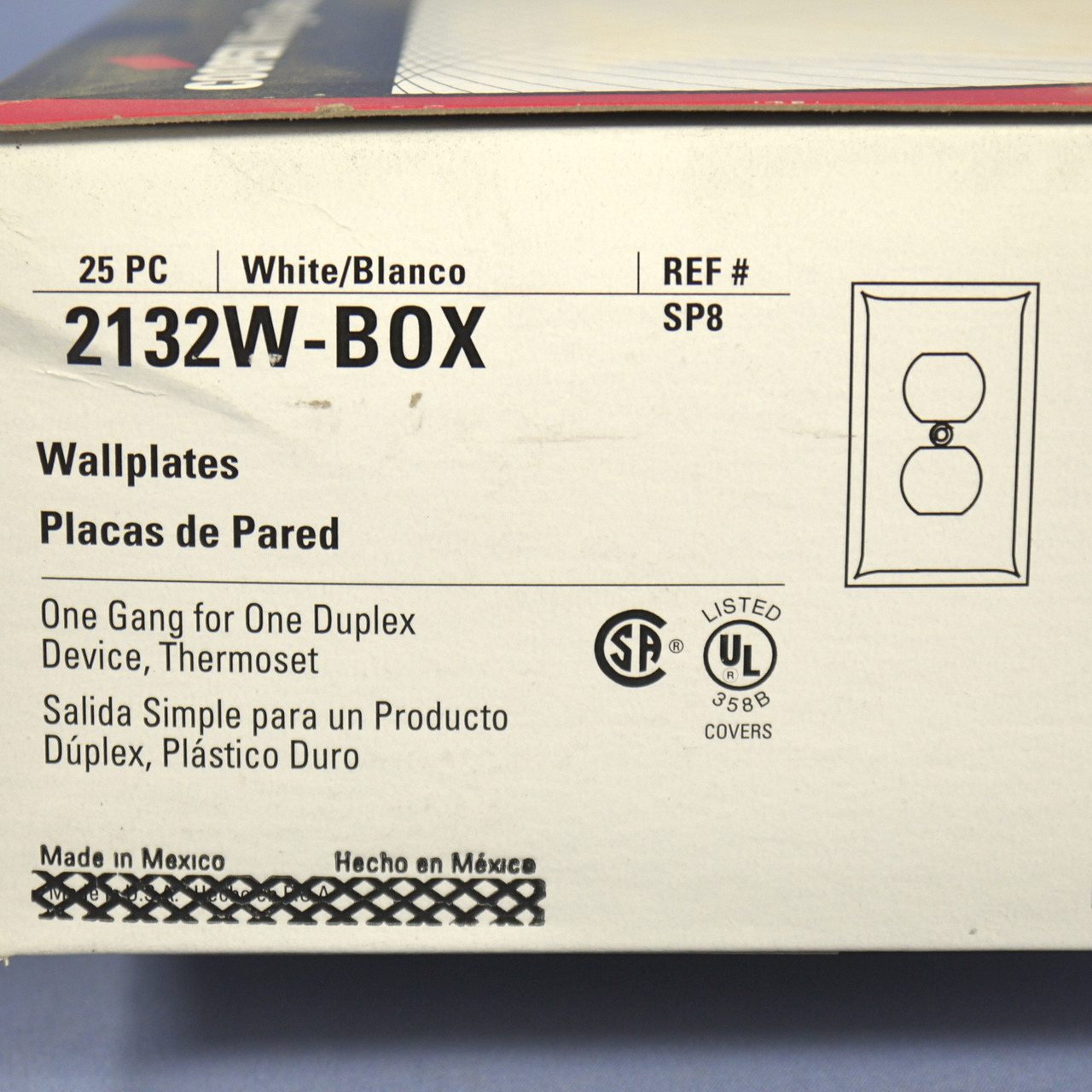 🏠 25 Cooper 1-Gang White Duplex Outlet Receptacle Cover Plastic ...