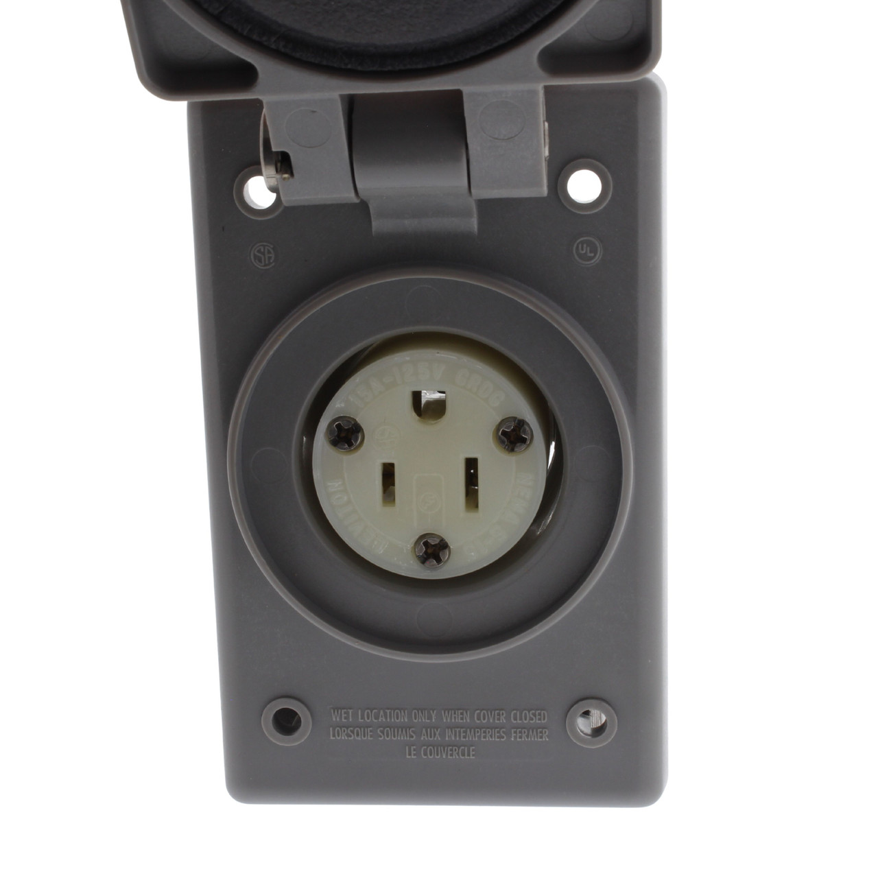 🏠 Leviton INDUSTRIAL NEMA 5-15R 5-15 Flanged Outlet Weather Resistant ...