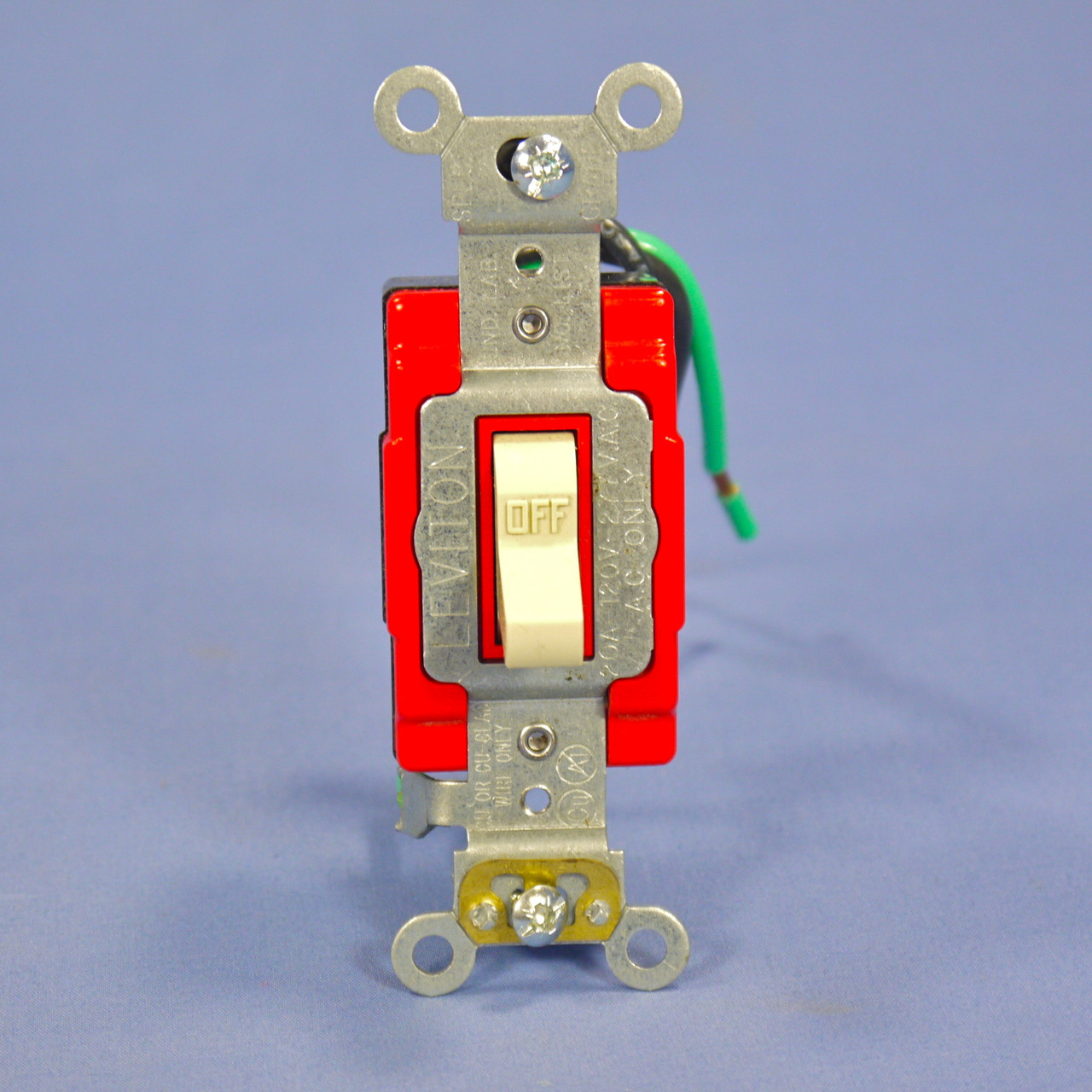 🏠 Leviton Ivory INDUSTRIAL PIGTAIL Toggle Light Switch Grounded Bulk ...