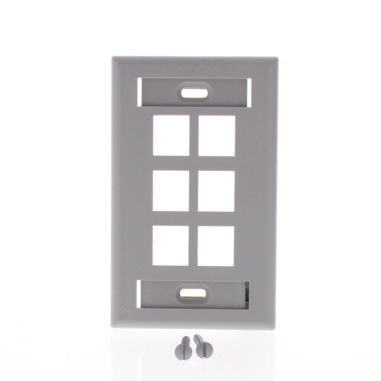 🏠 Leviton Gray 1-Gang Quickport 6-Port Data Plastic Wallplate ID Window ...