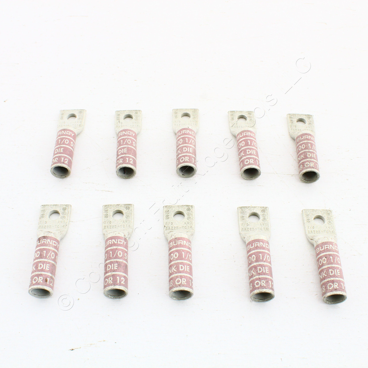 🏠 10 Hubbell Bonding Grounding Compression Lugs 1/0 AWG 1/4" Hole Pink ...