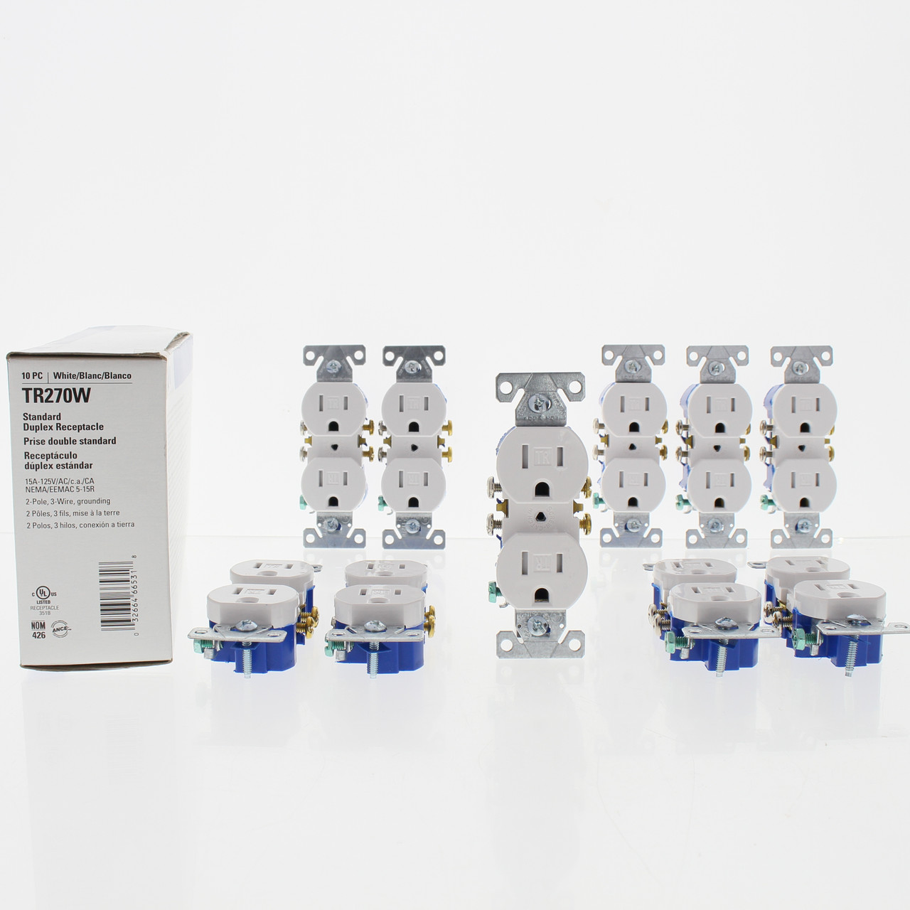 🏠 10 Eaton White TAMPER RESISTANT Duplex Receptacle Outlets NEMA 5-15R ...