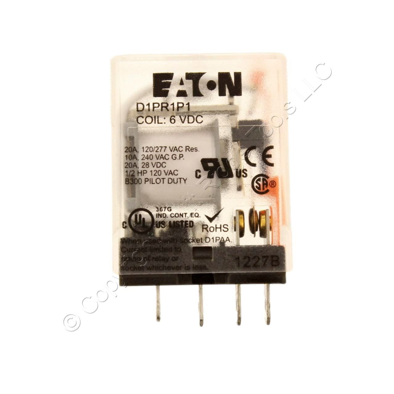 🏠 Eaton D1 Series Plug-In Power Relay SPDT 6VDC Coil 20A 47 Ohm D1PR1P1 ...