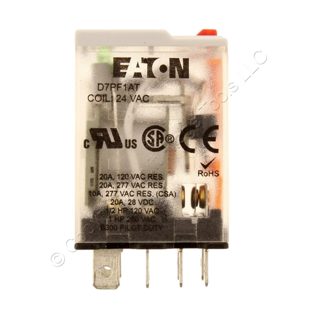🏠 Eaton D7 Plug-In Power Relay SPDT 24VAC Coil 20A 650 Ohm Full ...